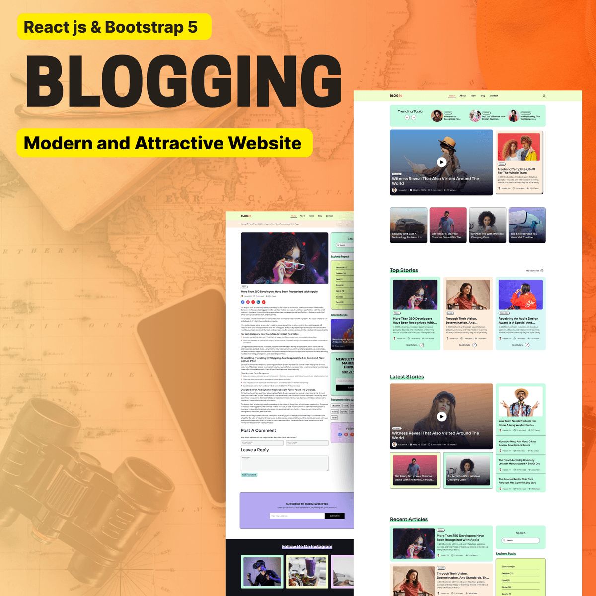 Modern Blog Website in React JS | Responsive Bootstrap 5 Template ...