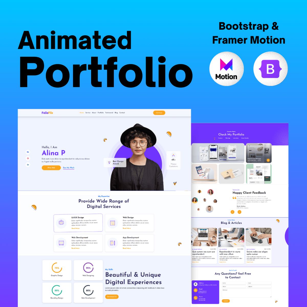 Fully Animated Portfolio Website Template Using React.js & Framer Motion — K2infocom - Buymeacoffee