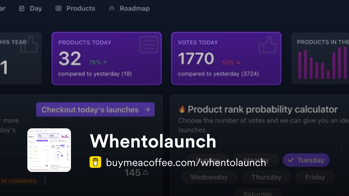 Whentolaunch is Know when it is the right time to launch your product in Product Hunt ...