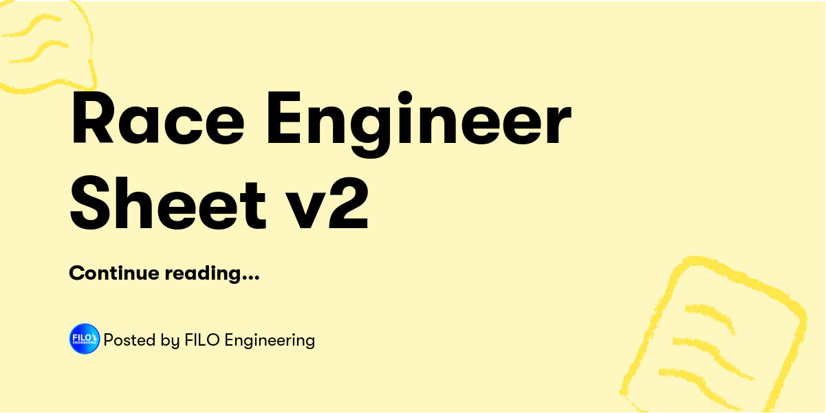 Race Engineer Sheet v2 — FILO Engineering - Buymeacoffee