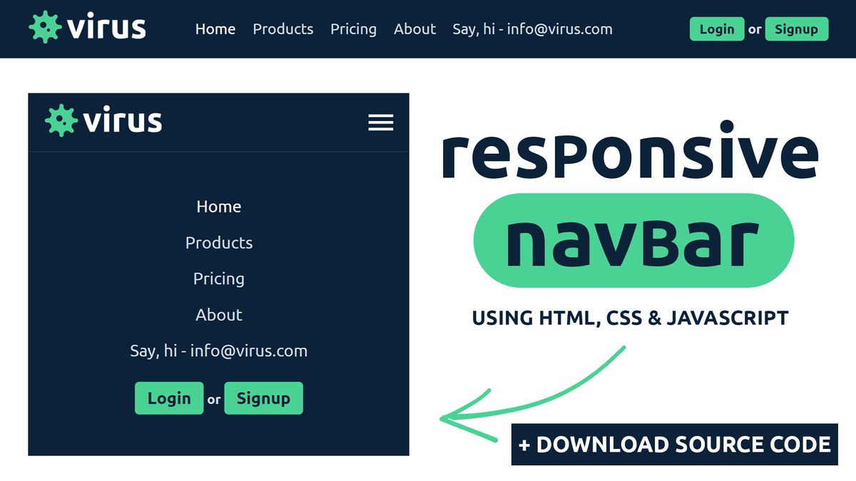 Responsive Navigation Bar Using Html Css 7 Javascript — Evlearn