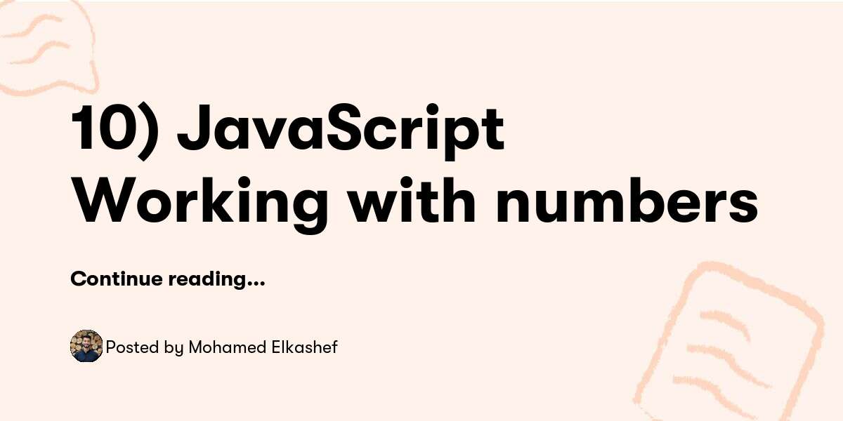 10) JavaScript Working with numbers — Mohamed Elkashef - Buymeacoffee