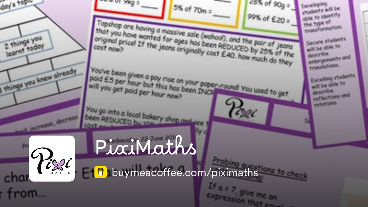 PixiMaths is sharing maths teaching resources for you to use in your ...