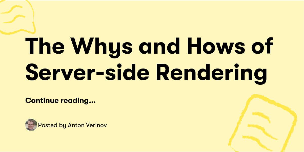 The Whys and Hows of Server-side Rendering — Anton Verinov - Buymeacoffee