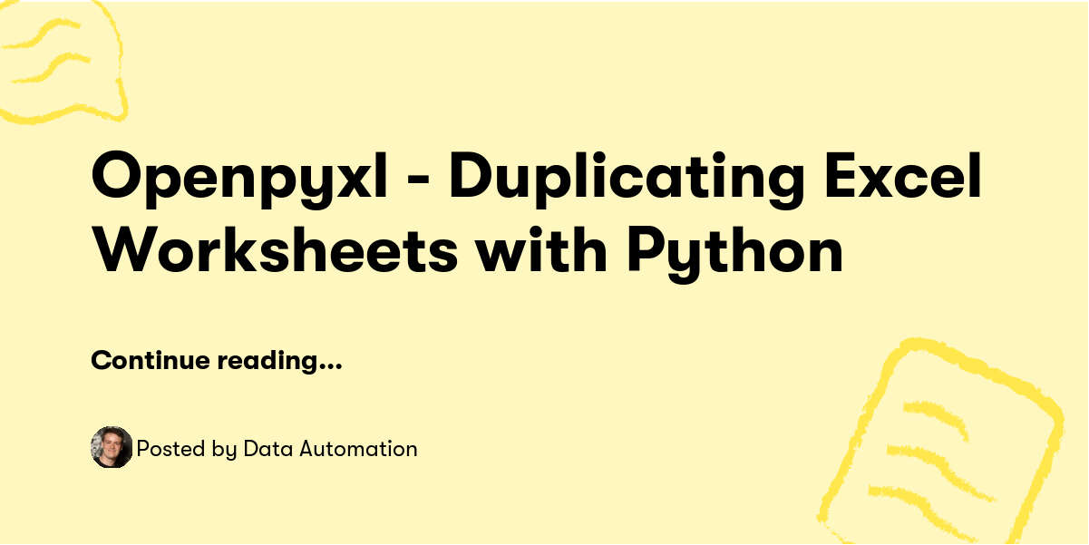 Openpyxl - Duplicating Excel Worksheets with Python — Data Automation - Buymeacoffee