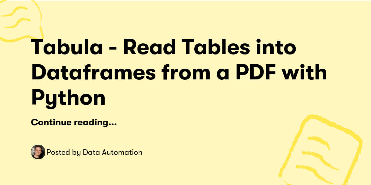 Tabula - Read Tables into Dataframes from a PDF with Python — Data Automation - Buymeacoffee