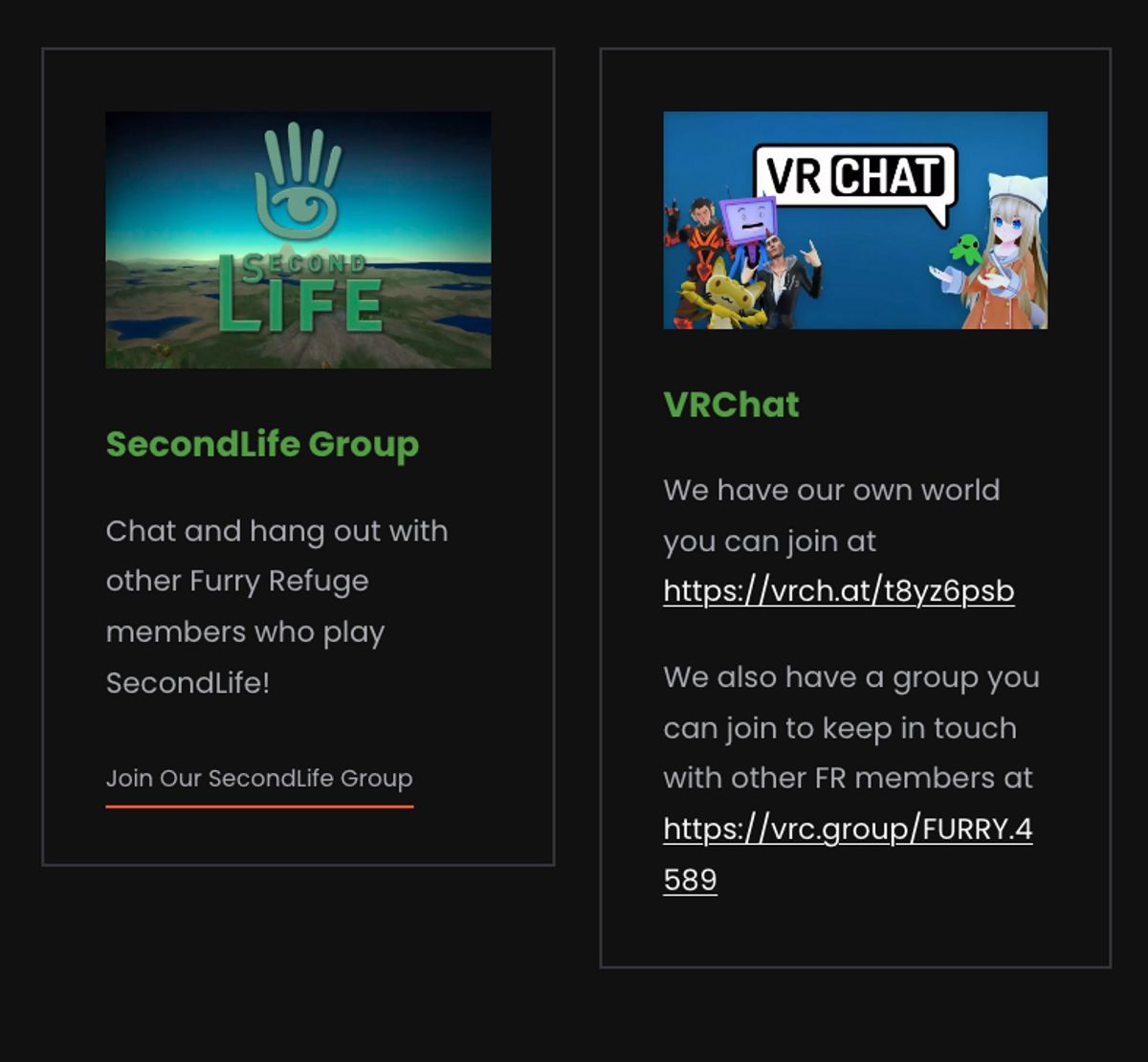 VRChat and SecondLife VR Groups! — Furry Refuge - Buymeacoffee