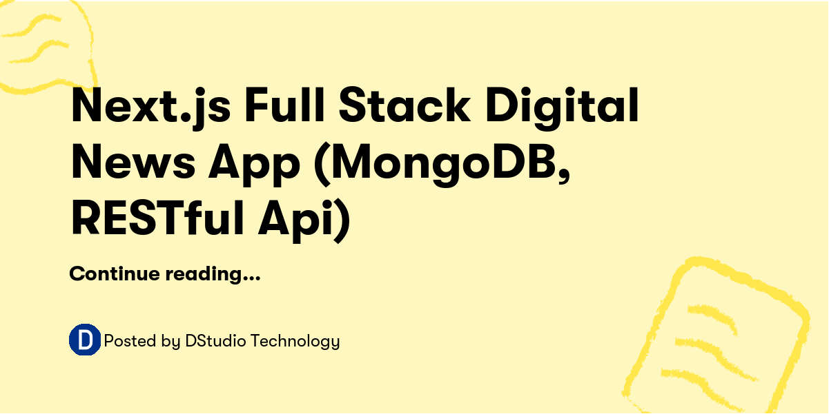 Next.js Full Stack Digital News App (MongoDB, RESTful Api) — DStudio Technology - Buymeacoffee