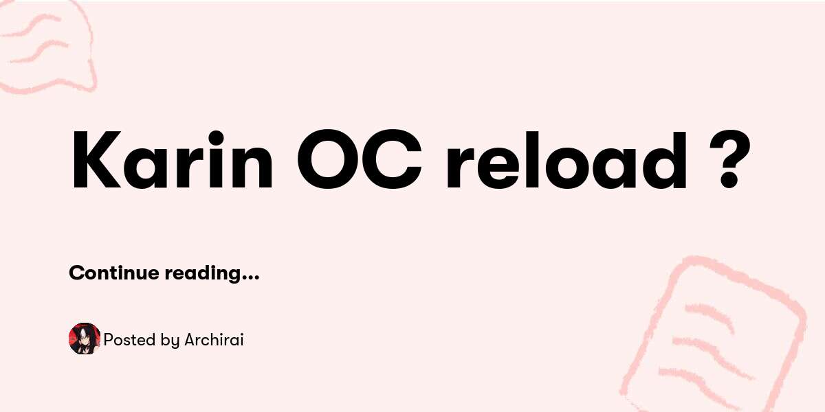 Karin OC reload ? — Archirai - Buymeacoffee