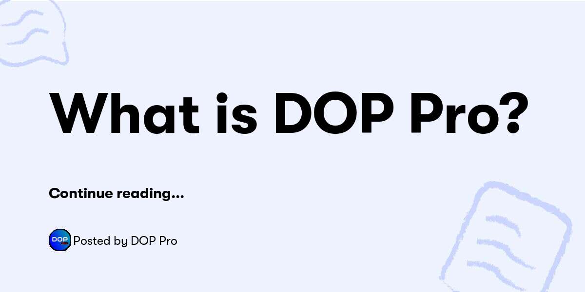 What is DOP Pro? — DOP Pro - Buymeacoffee
