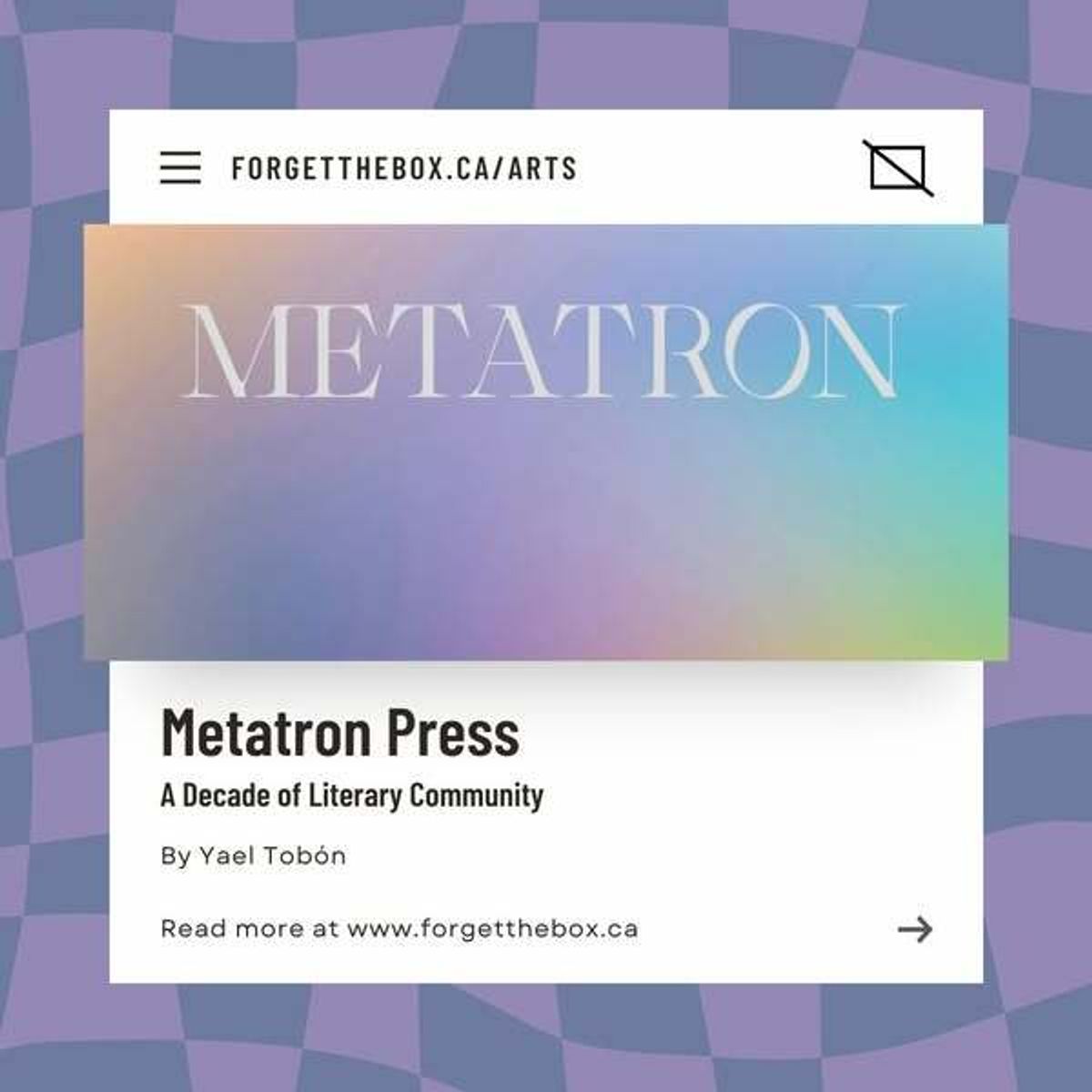 Metatron Press: A Decade of Literary Community — Forget The Box - Buymeacoffee