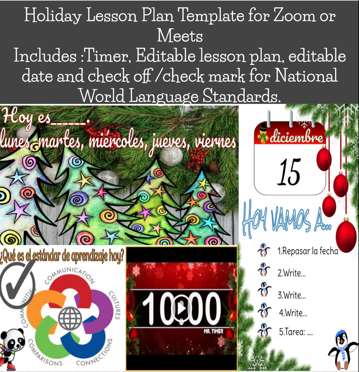 Feliz Navidad Zoom Lesson Plan Template Google Slides for Distance ...