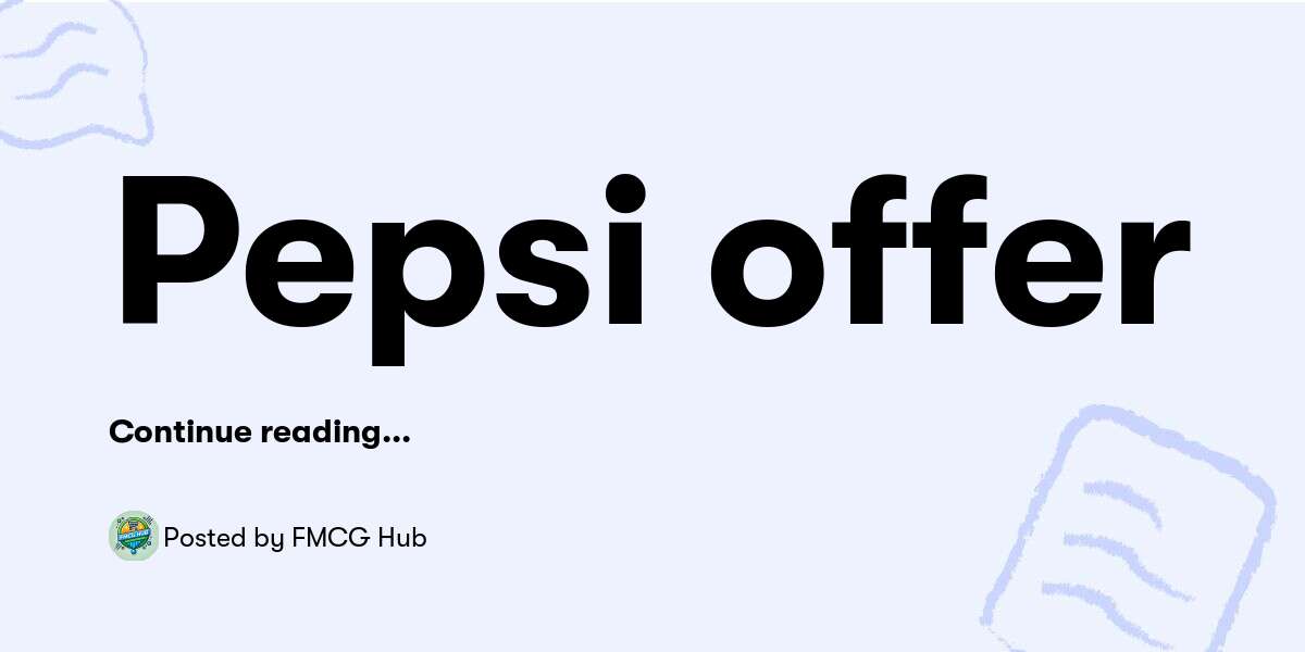 Pepsi offer — FMCG Hub - Buymeacoffee