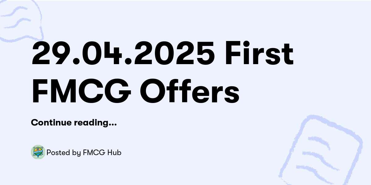 29.04.2025 First FMCG Offers — FMCG Hub - Buymeacoffee