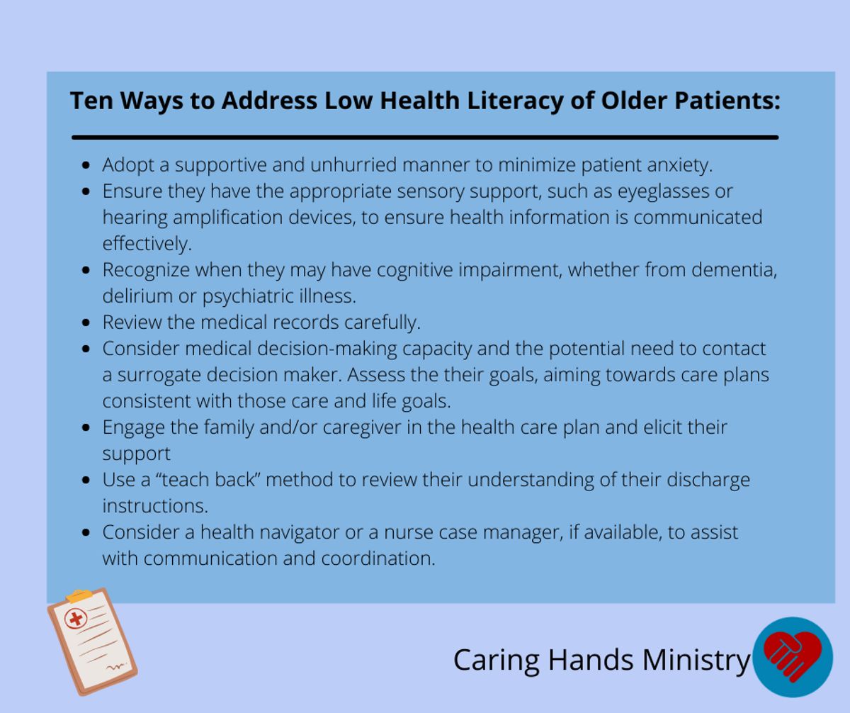Ten Ways to Address Low Health Literacy of Older Patients ...