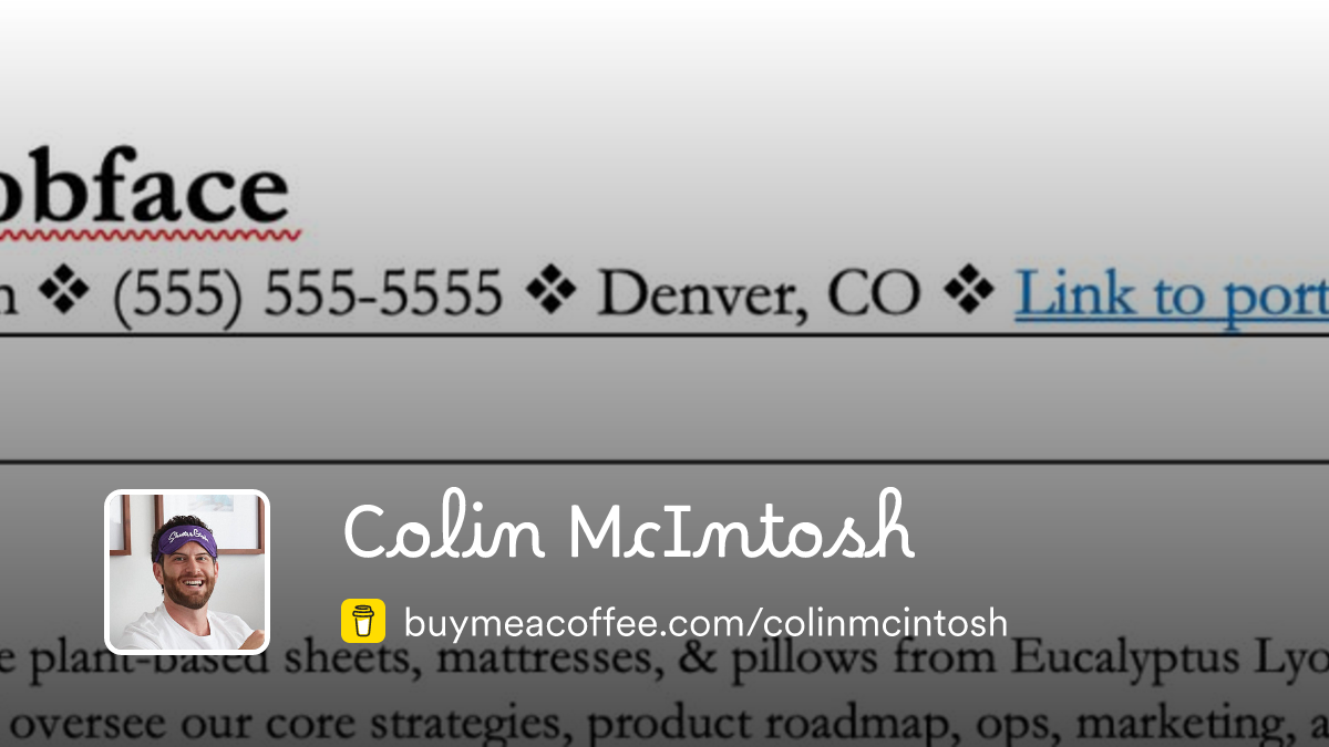 Colin McIntosh is sound advice for job seekers - Buymeacoffee