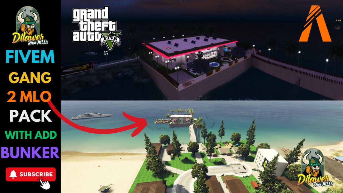 fivem 2 gang mlo pack with add secret bunker Fivem gang villa gang ...
