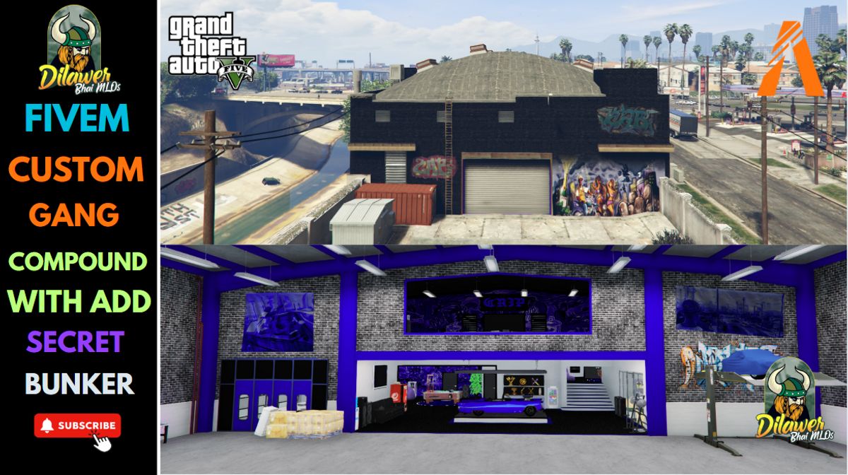Fivem Custom Gang Compound MLO hideout mlo with add secret bunker gang ...