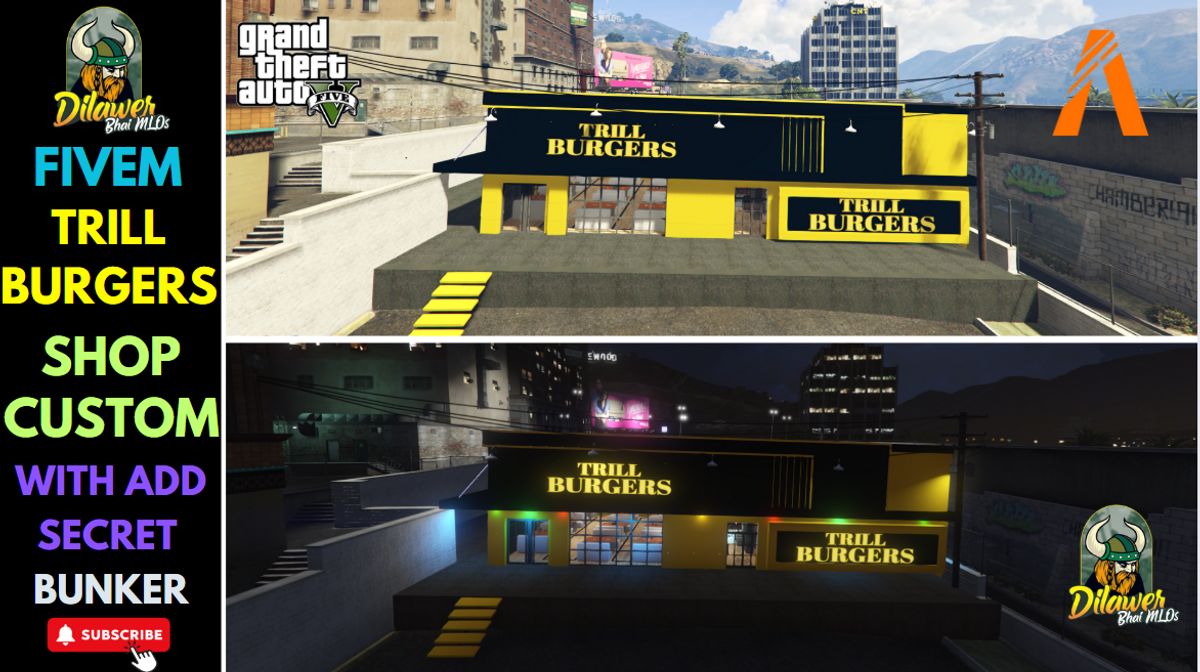 FIVEM TRILL BURGERS SHOP CUSTOM with add secret bunker Fivem gang villa ...