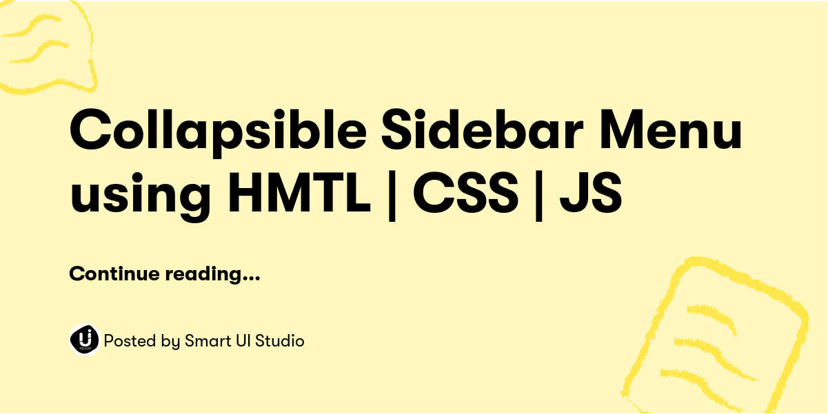 Collapsible Sidebar Menu using HMTL | CSS | JS — Smart UI Studio - Buymeacoffee