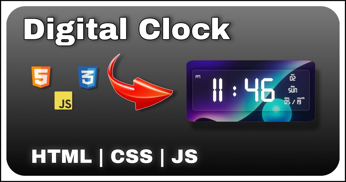 Digital Clock using HTML CSS and JavaScript — Smart UI Studio - Buymeacoffee