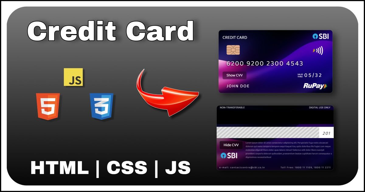 Modern Credit Card using HTML CSS JS — Smart UI Studio - Buymeacoffee