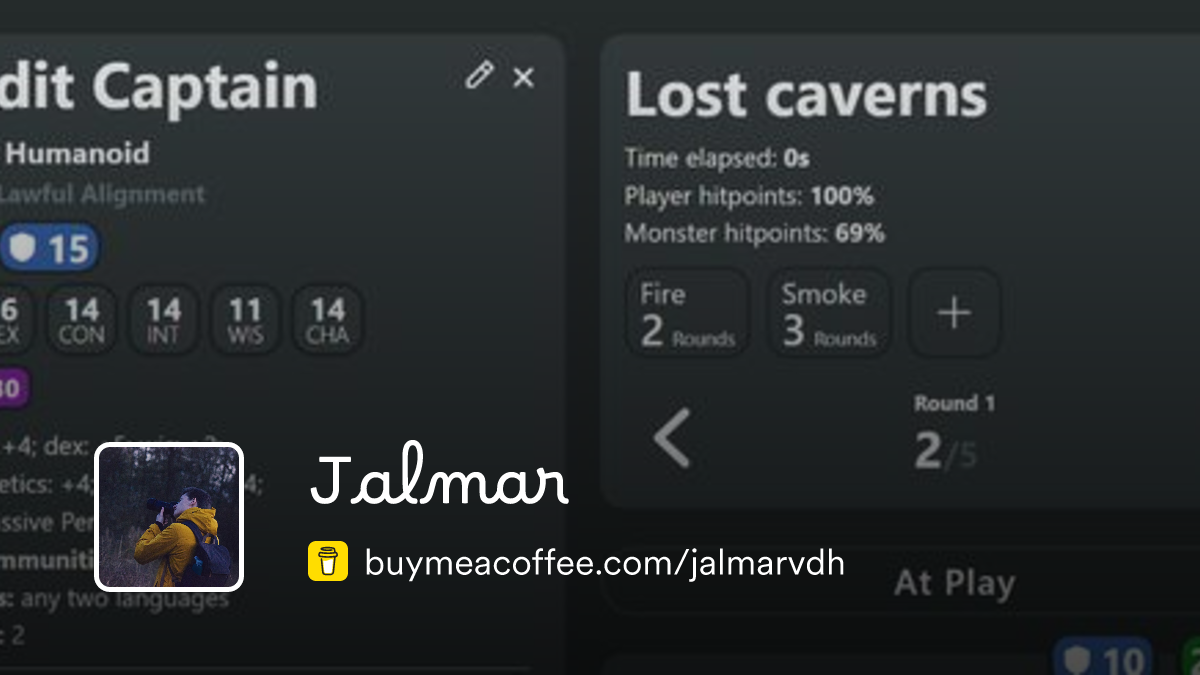 Jalmar is building dmdashboard, a tool for dungeon masters - Buymeacoffee