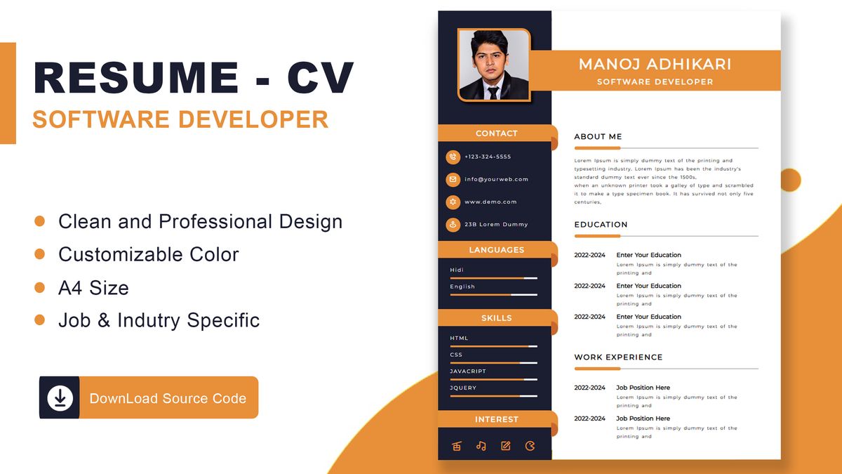 How to create the Resume CV design using HTML and CSS -- Resume Design -- CV Design — M-SoftTech ...