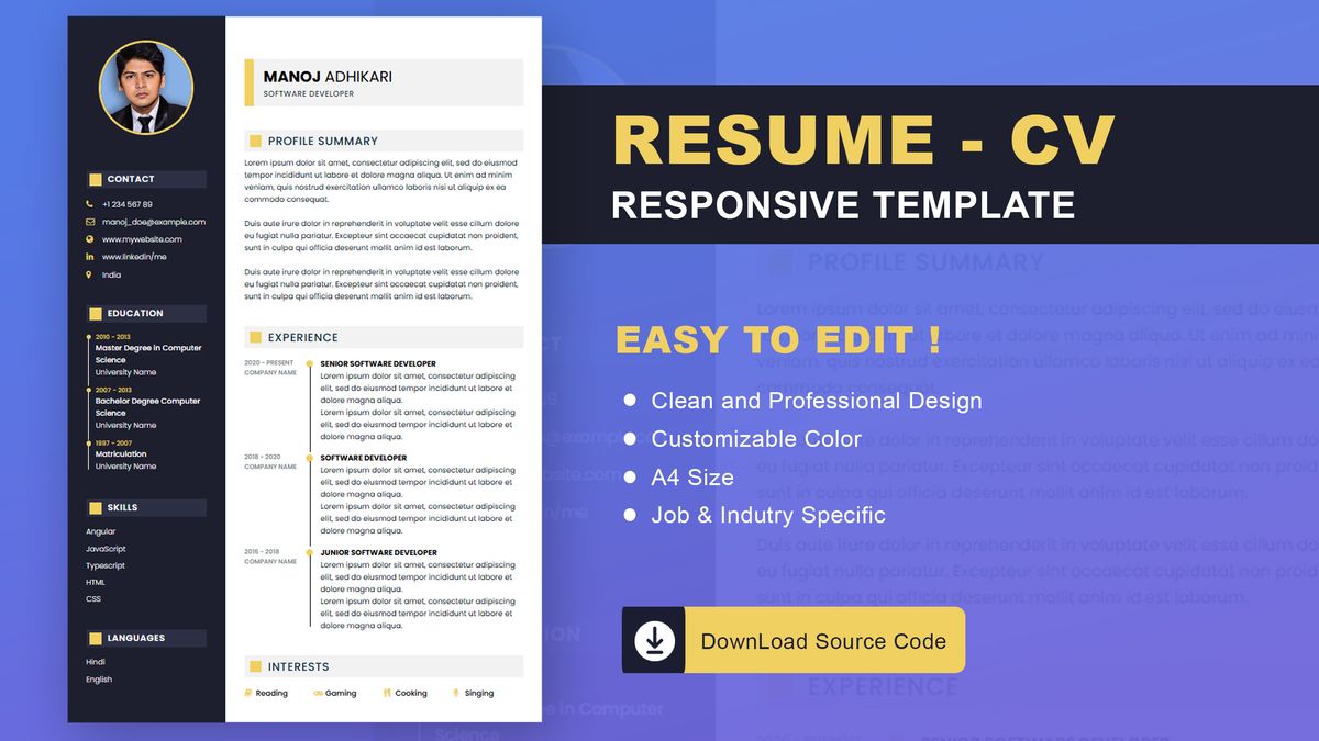 How to Create a Creative Resume Template Using HTML and CSS — M ...