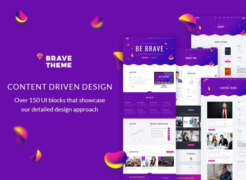 Brave Theme - Multipurpose HTML Website Template — CodeLearner - Buymeacoffee