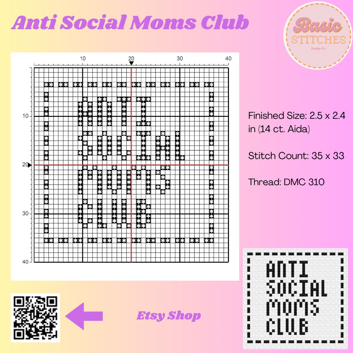 Anti Social Moms Club FREE Pattern! — Basic Stitches Design Co. - Buymeacoffee