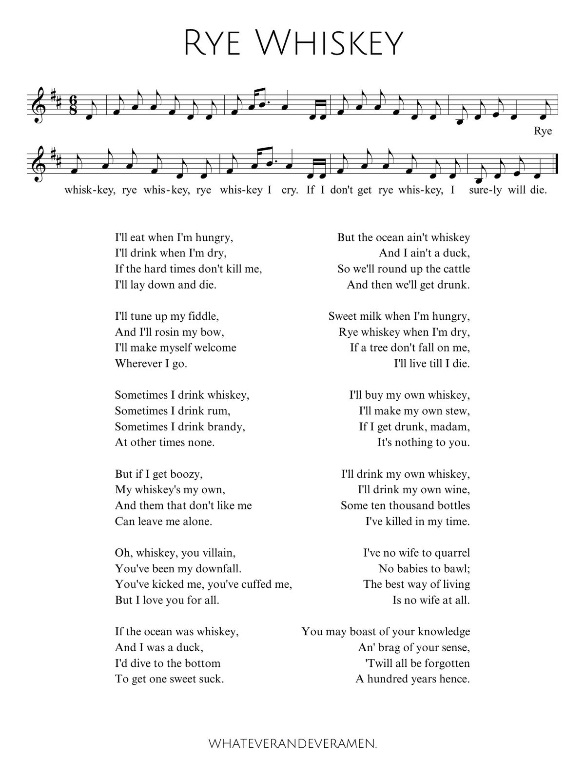 Song Feature: Rye Whiskey — whateverandeveramen. - Buymeacoffee