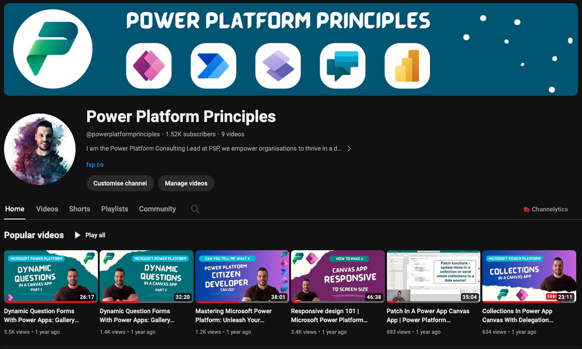 Power Platform Principles - YouTube chanel — Daniel Halls - Buymeacoffee
