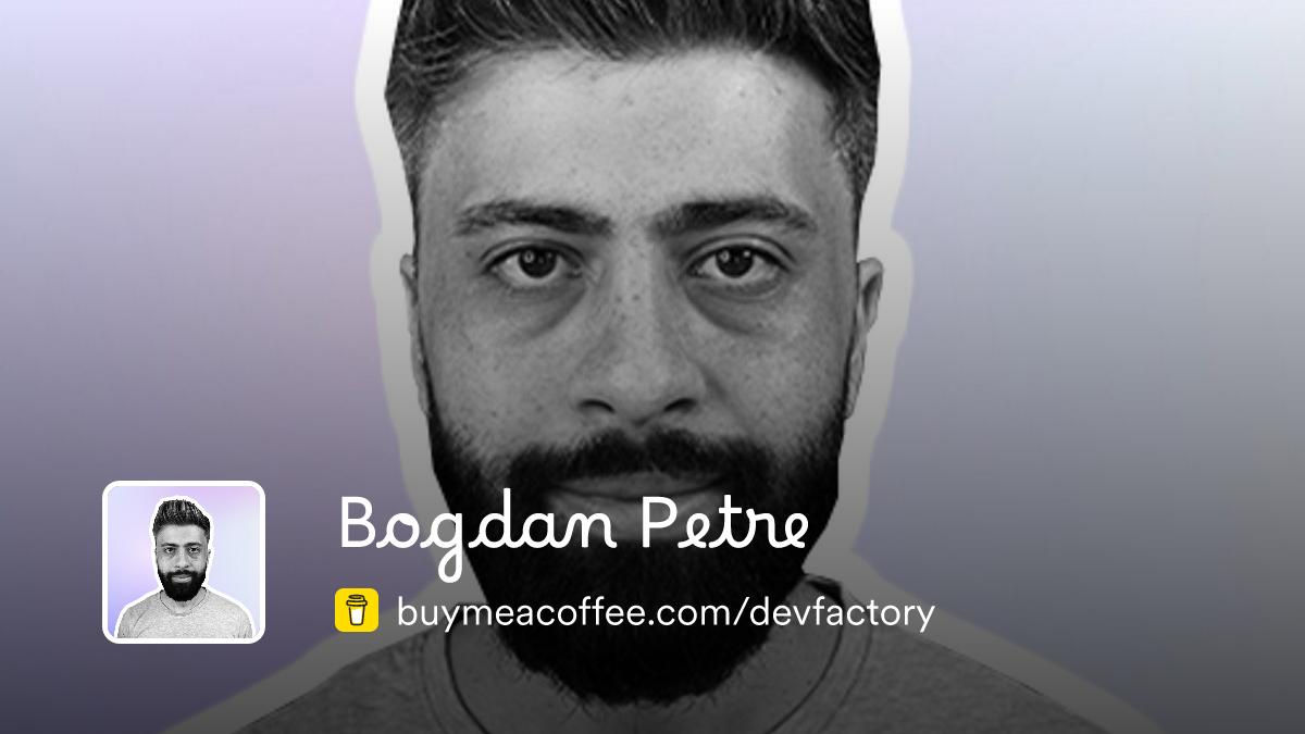 Bogdan Petre is coding for a living and teaching people code in romanian on YouTube - Buymeacoffee