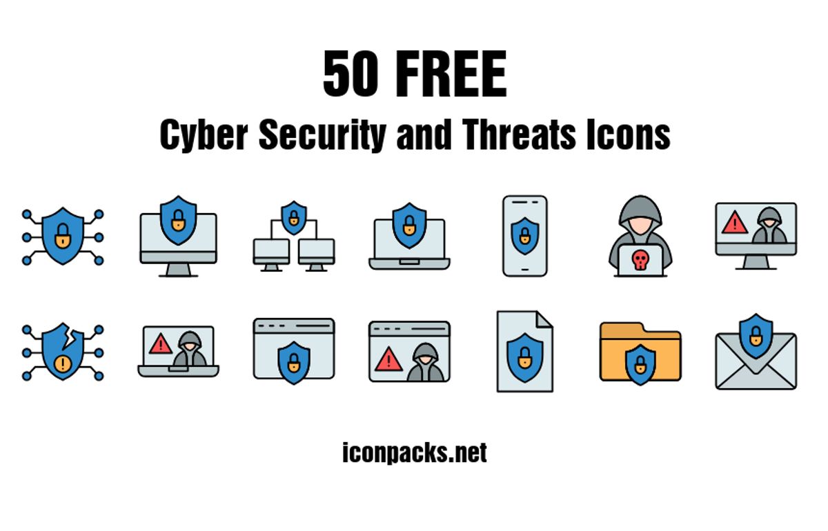 50 Free Cyber Security and Threats SVG, PNG Vector Icons. — Icon Packs ...