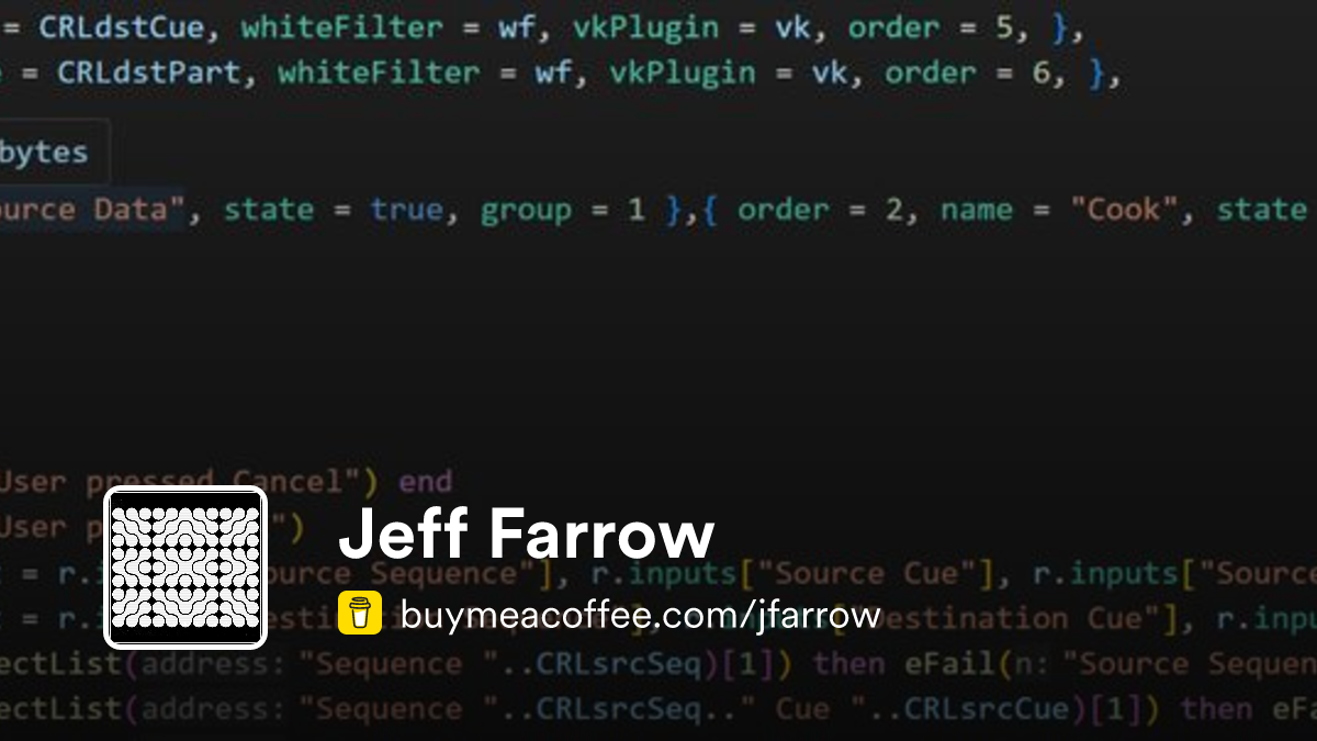 Jeff Farrow is grandMA3 Lua plugins - Buymeacoffee