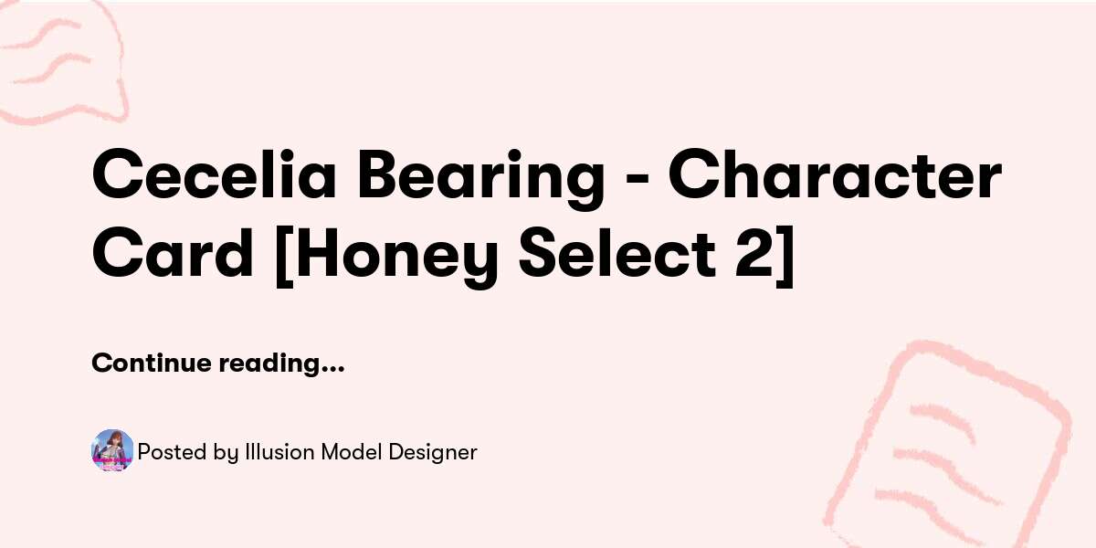 Cecelia Bearing - Character Card [Honey Select 2] — Illusion Model ...