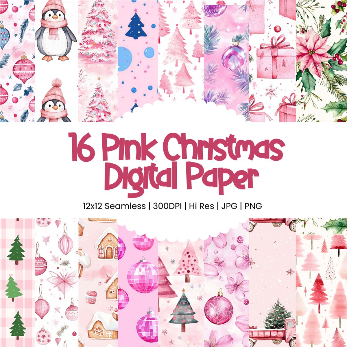 Transform your holiday projects with our 16 Pink Christmas Digital ...