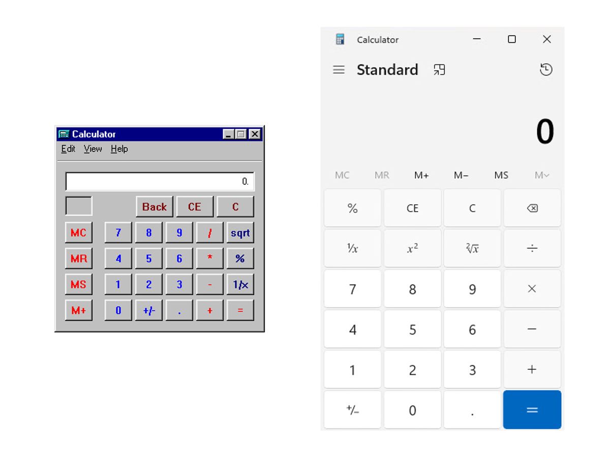 Calculator in Windows 95 vs. Calculator in Windows 11 — Web Design ...