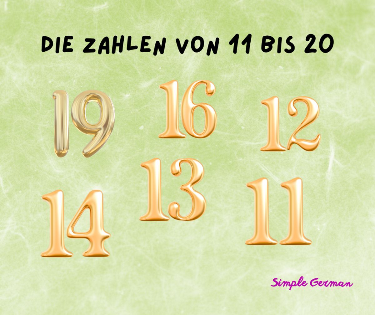 The numbers from 11-20 (die Zahlen) — Simple German - Buymeacoffee