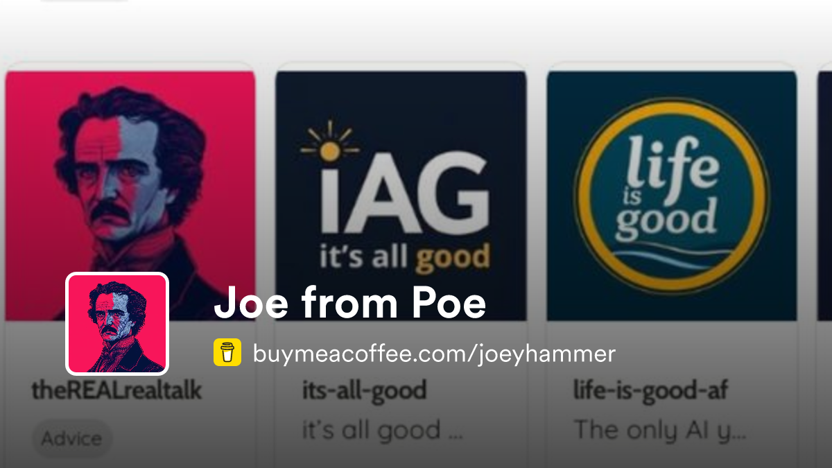 Joe from Poe is I'm creating bots on Poe - Buymeacoffee