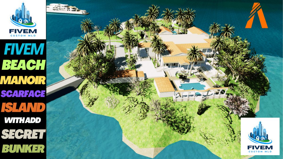 Fivem Beach Manoir Scarface island gta 5 Tm mansion with add secret ...