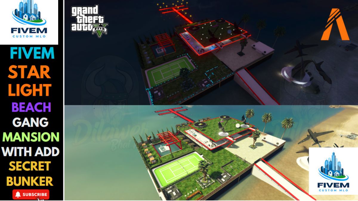 Fivem exploring Star light gang beach mansion with add gang bunker Gta ...
