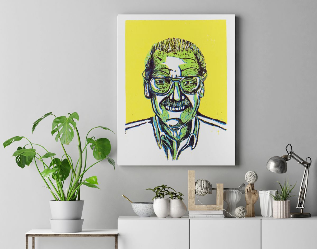 Stan Lee Woodcut Print Mockup — Kat - Buymeacoffee