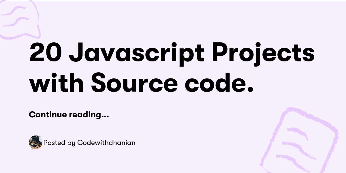 20+Javascript Projects with Source code. — Codewithdhanian - Buymeacoffee 20+Javascript Projects with Source code. — Codewithdhanian - Buymeacoffee