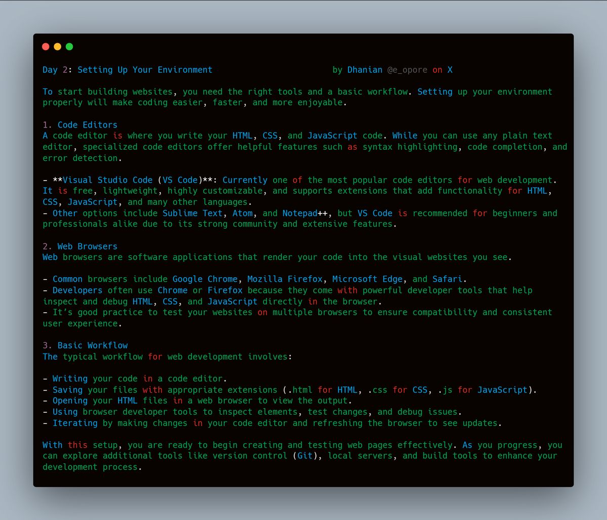 Day 2: Setting Up Your HTML Environment. — Codewithdhanian - Buymeacoffee