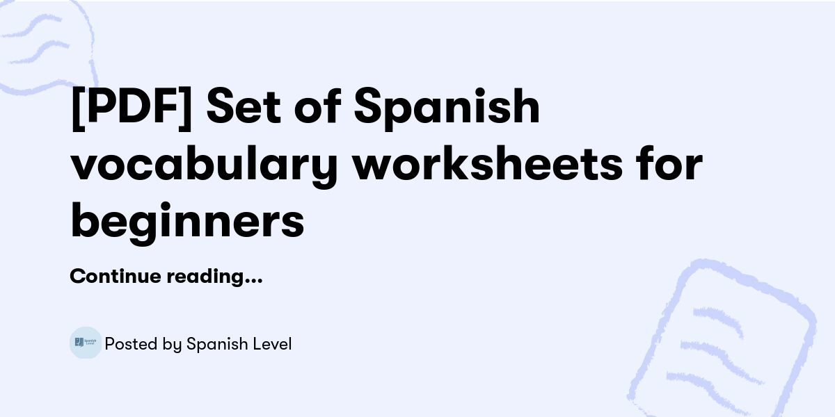 [PDF] Set of Spanish vocabulary worksheets for beginners — Spanish ...