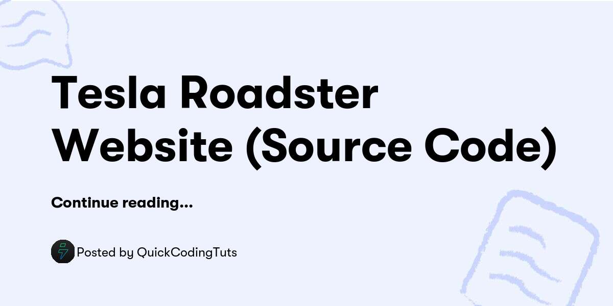 Tesla Roadster Website (Source Code) — QuickCodingTuts - Buymeacoffee