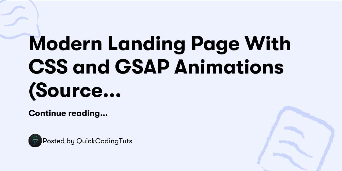 Modern Landing Page With Css And Gsap Animations Source Code — Quickcodingtuts Buymeacoffee