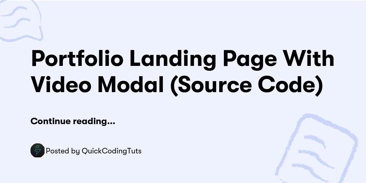 Portfolio Landing Page With Video Modal Source Code — Quickcodingtuts Buymeacoffee